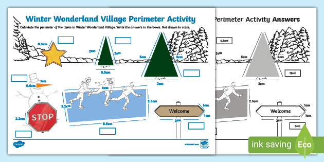 👉 Winter Wonderland Village Perimeter Worksheet