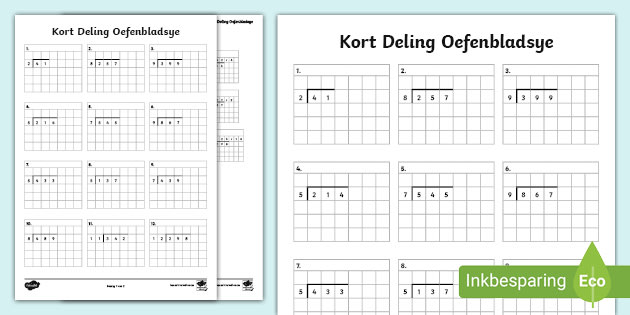 Kort Deling Oefenbladsye
