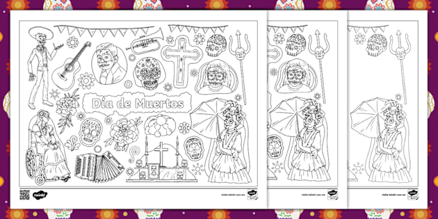 Hoja De Trabajo Para Colorear Por Número Del Día De Los Muertos