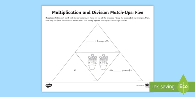 Multiplication and Division Match-Ups: Five Worksheet