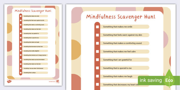 Staff Mindfulness Scavenger Hunt (teacher made)