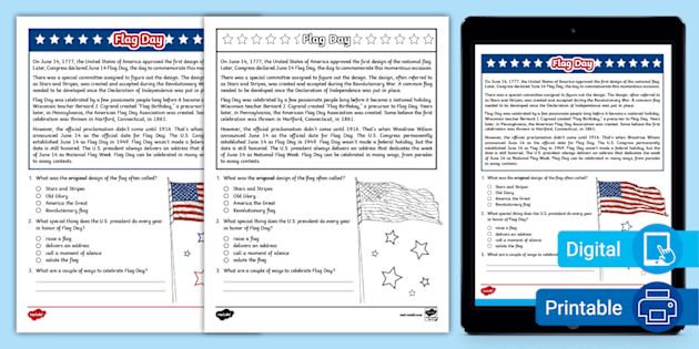 Flag Day Reading Passage for Kindergarten | Twinkl USA
