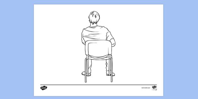 FREE! - Student Sitting on a Chair Backwards Colouring Sheet