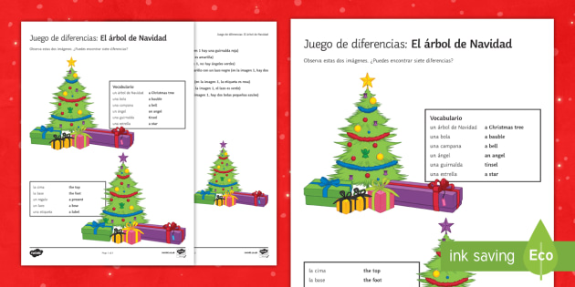 Christmas Tree Spot the Differences Worksheet / Worksheet Spanish