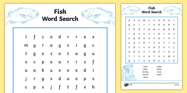 Australian Animals Years 3-6 Fish Differentiated Word Search
