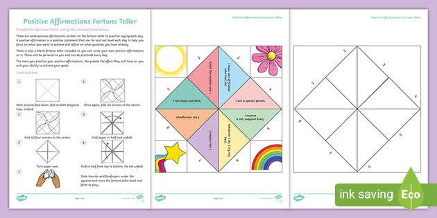 Positive Affirmations Fortune Teller (teacher made)