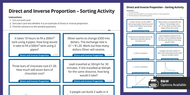 👉 Direct and Inverse Proportion – Sorting Activity | KS3 Maths