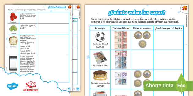 Hojas De Trabajo Para Sumar Monedas 91424 | Dinero | JMPINA