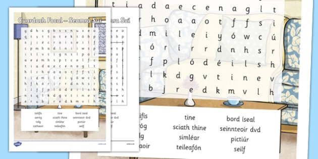 Irish Gaeilge Seomra Suí Word Search (teacher made)