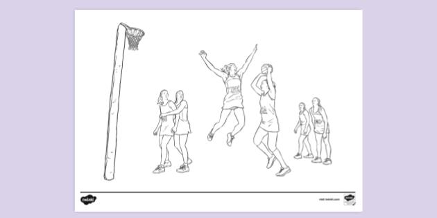 Netball Players Colouring Sheet Colouring | Colouring Sheets