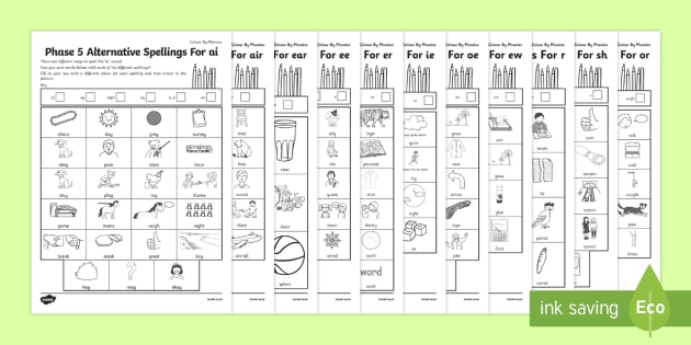 Phase 5 Colour by Spelling Activity Pack - Phase 5 Colour by Spelling 'r'
