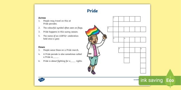KS1 Pride Crossword (teacher made)