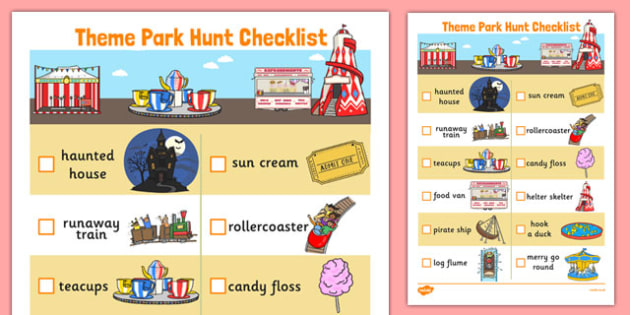 Theme Park Hunt Checklist
