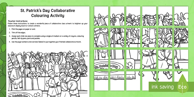 St. Patrick's Day Collaborative Colouring Activity Pack