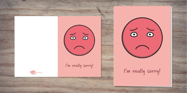 Sad Face Sorry Card | Twinkl Party (teacher made)
