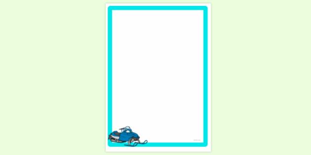 FREE! - Simple Blank Snowmobile Page Border | Page Borders | Twinkl