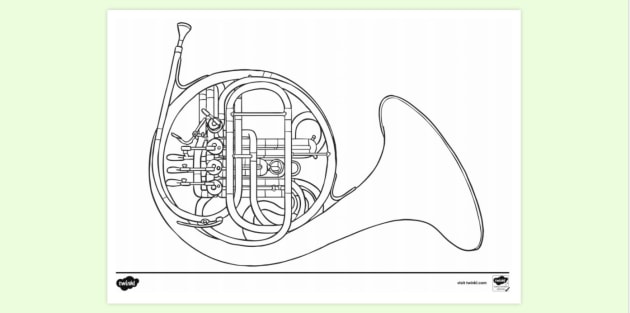 FREE! - French Horn Music Instrument Colouring | Colouring Sheets