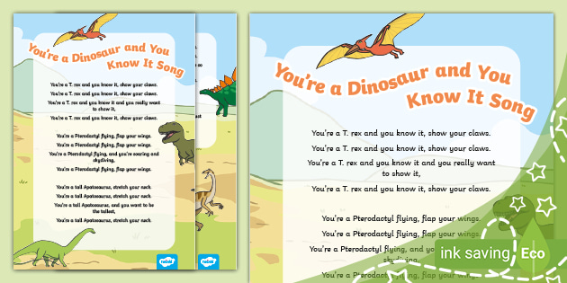 You're A Dinosaur! Song Lyrics (teacher made)