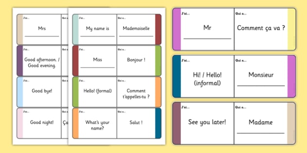 French Greetings and Goodbyes | Meet and Greet Loop Cards