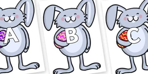 FREE! - A-Z Alphabet on Easter Bunny Rabbit (teacher made)
