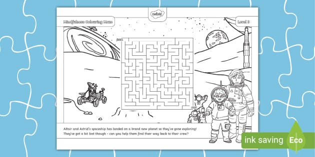 Space Mindfulness Colouring Maze – L3 - Twinkl