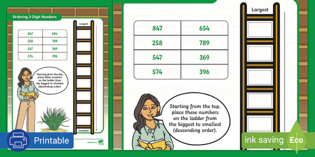 Ordering 3 Digit Numbers Worksheets
