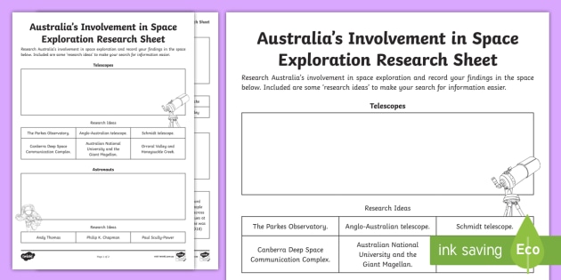Australia and Space Exploration Research Worksheet