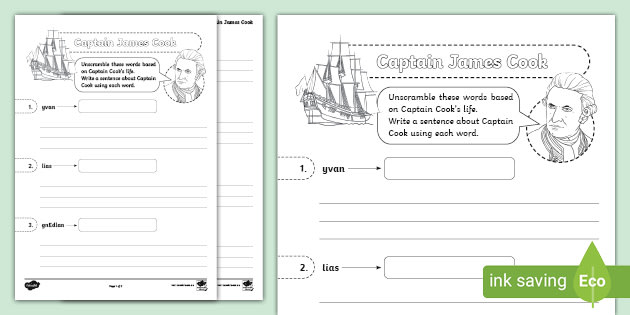 Captain Cook Word Scramble Activity (teacher made)