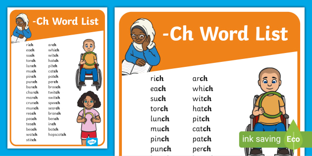 -Ch Word List Poster | Display Resources | Twinkl