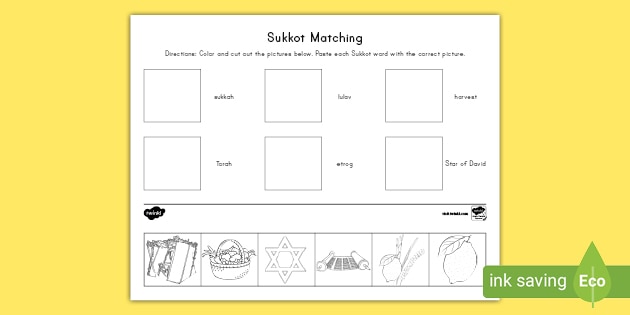 Sukkot Cut and Paste Matching Activity-Social Studies