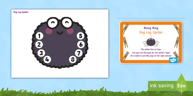 Peg Leg Spider Busy Bag Prompt Card and Resource Pack