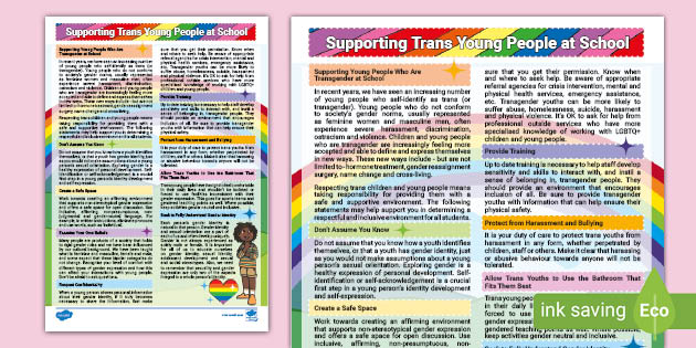 Supporting Trans Young People at School Information Sheet