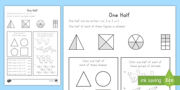 Fractional Halves Worksheet / Worksheet (teacher made)