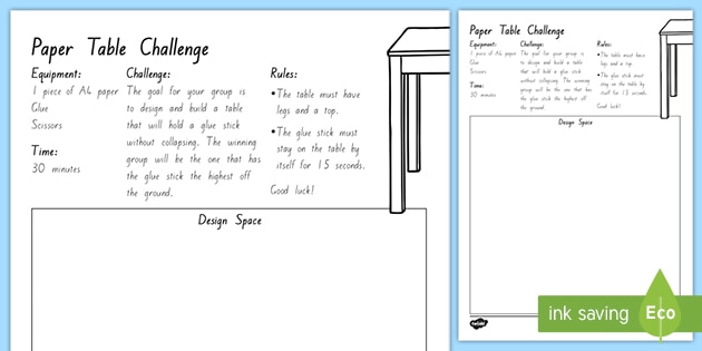 STEAM Paper Table Challenge