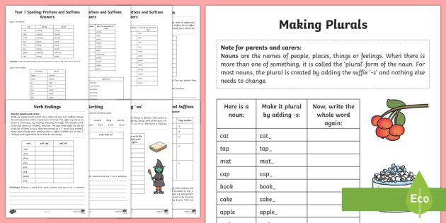 Year 1 Spelling: Prefixes and Suffixes Activity Booklet