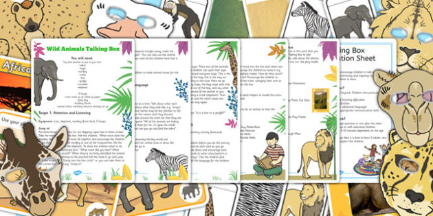 Wild Animals Talking Box Activity Pack (teacher made)