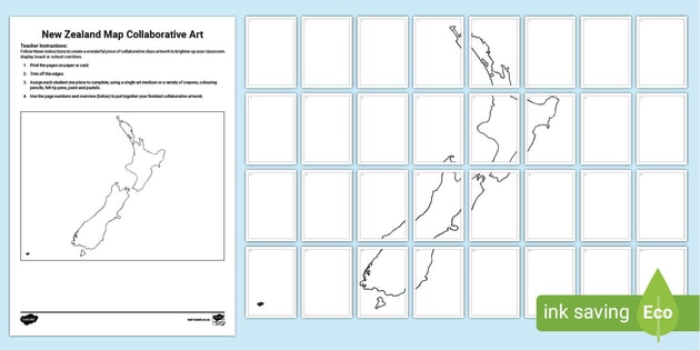 New Zealand Map Collaborative Art (teacher made)