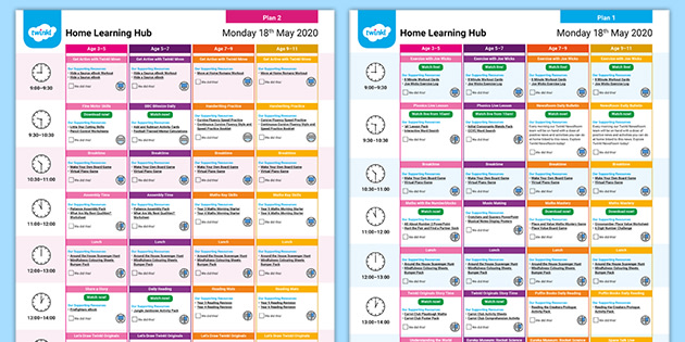 FREE! - Home Learning Hub Daily Plan Monday 18th May