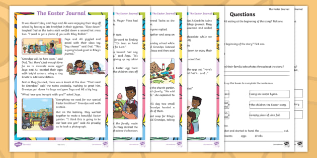 The Easter Journal Differentiated Reading Comprehension Activity
