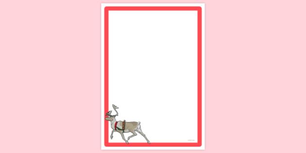 FREE! - Simple Blank Reindeer In Harness Page Border | Twinkl