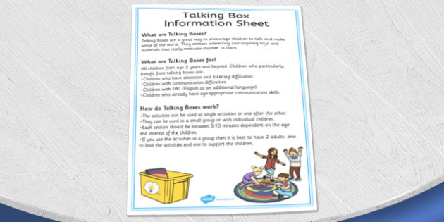 Talking Box Information Sheet (teacher made)