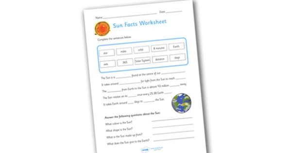 Sun Facts Worksheet (Teacher-Made)