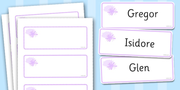 Lilac Themed Editable Drawer-Peg-Name Labels (Colourful)