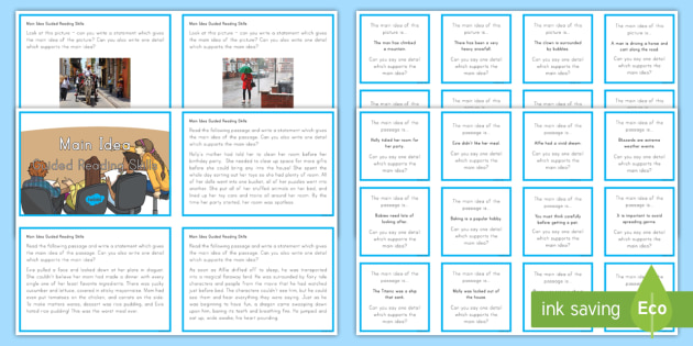 Main Idea Task Cards - Supporting Details, Reading Comprehension, reading