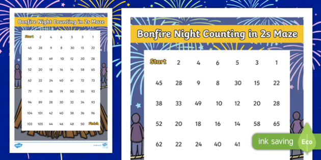 Bonfire Night Counting in 2s Maze Worksheet / Worksheet, worksheet