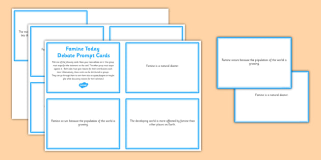 Famine Today Debate Prompt Cards (teacher made)