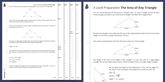 👉 A Level Preparation: Area of Any Triangle | Beyond Maths