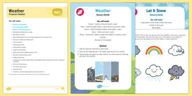 Weather Treasure Basket Ideas (teacher made)