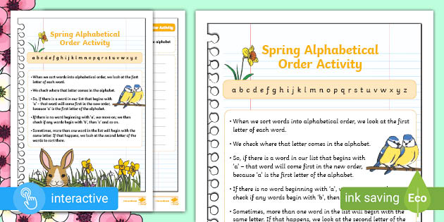 Spring Alphabetical Order Activity (teacher made)