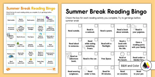 Printable Summer Reading Bingo Grades K-2 - Twinkl USA